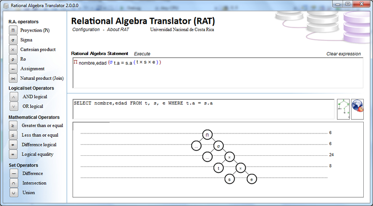 Relational Algebra Translator